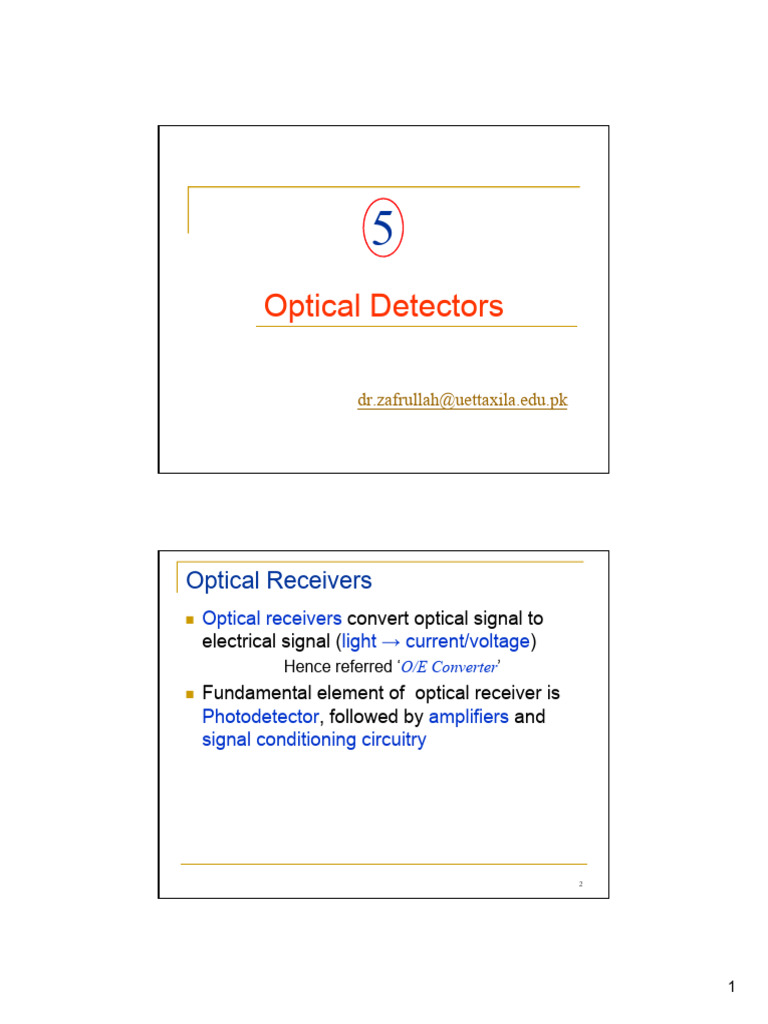 Optical Detectors: Photodetector Insights | PDF | Signal To Noise Ratio ...
