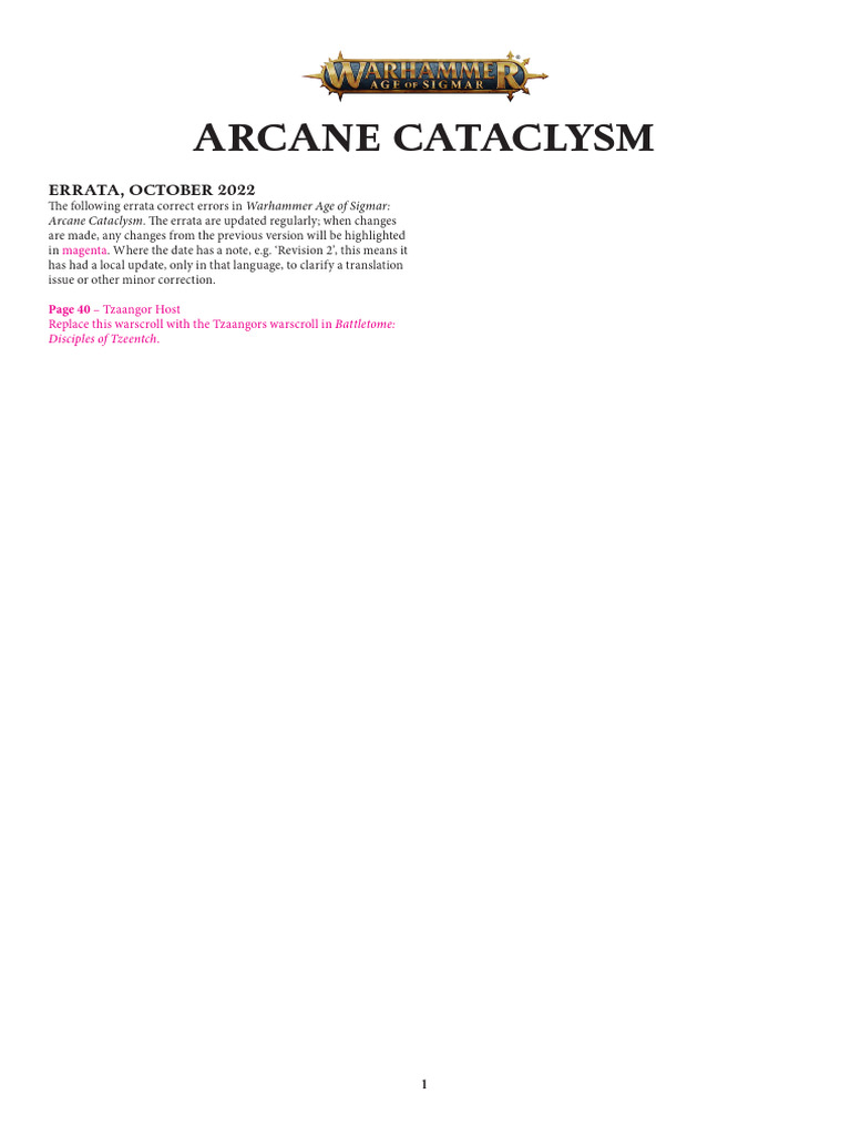 Arcane Cataclysm 27-10-2022 | PDF