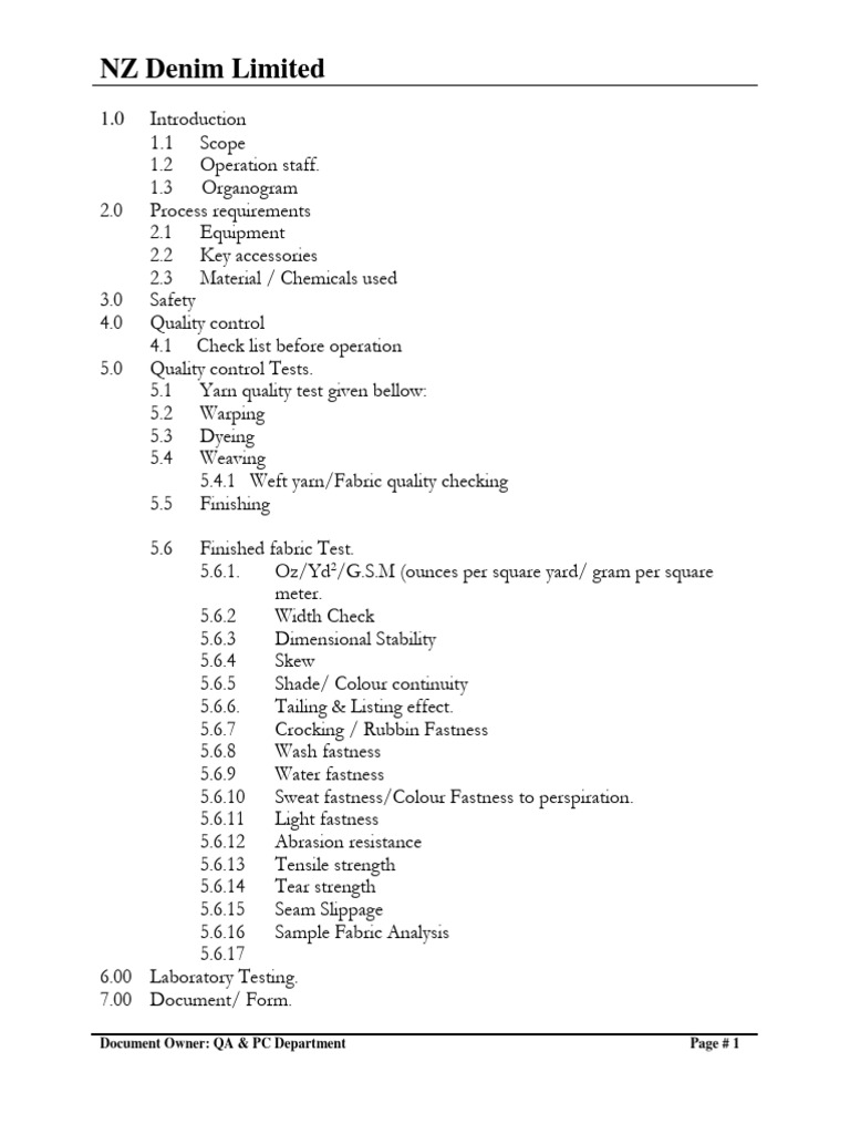 Quality Control Procedure | Download Free PDF | Textiles | Yarn