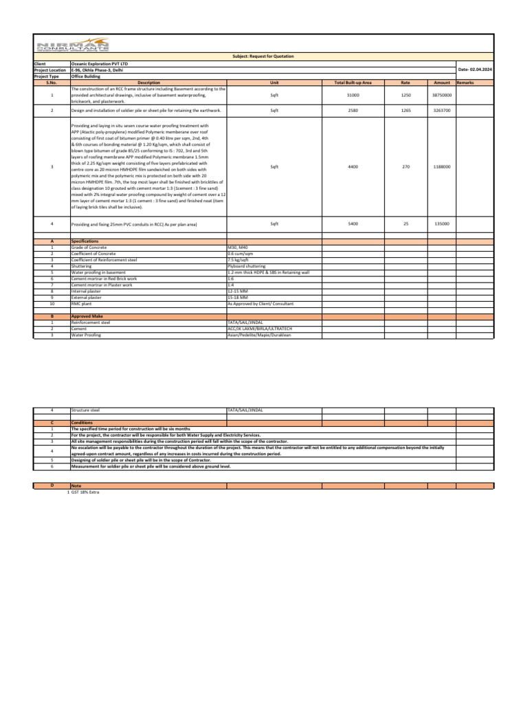 2024-02-26 - OCEANIC - BOQ & Checklist | PDF | Deep Foundation ...