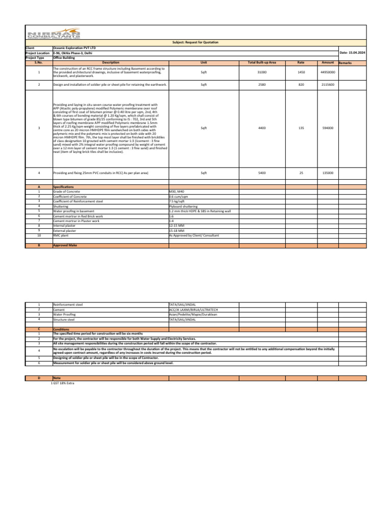 2024-02-26 - OCEANIC - BOQ & Checklist | PDF | Deep Foundation ...