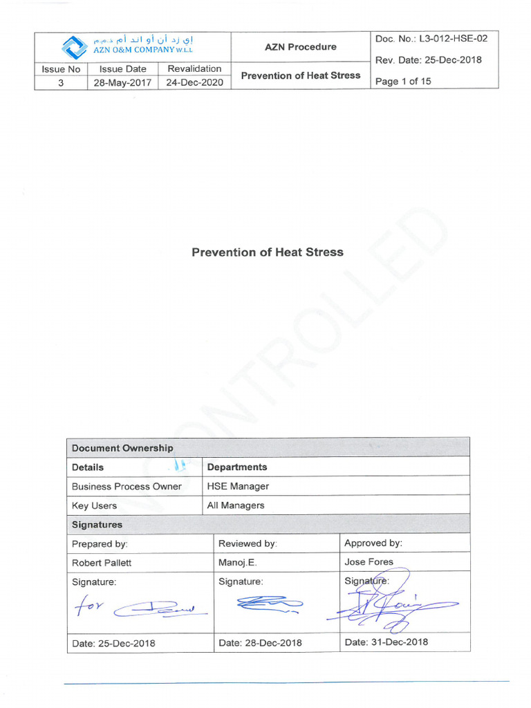L3 012 Hse 02 Prevention Of Heat Stress Pdf Hyperthermia Humidity