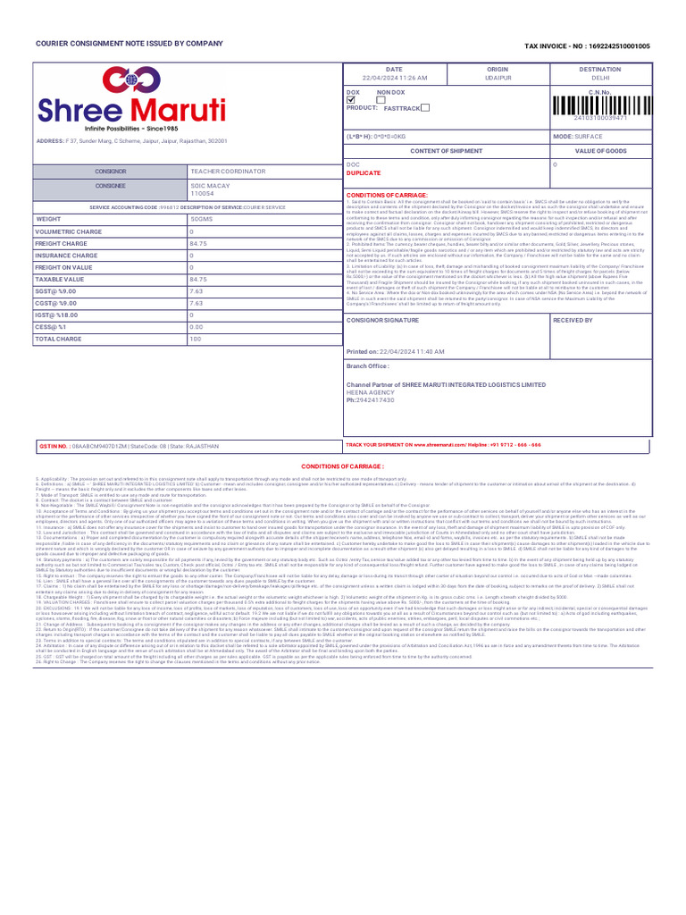 Bill Formate | Download Free PDF | Bill Of Lading | Taxes