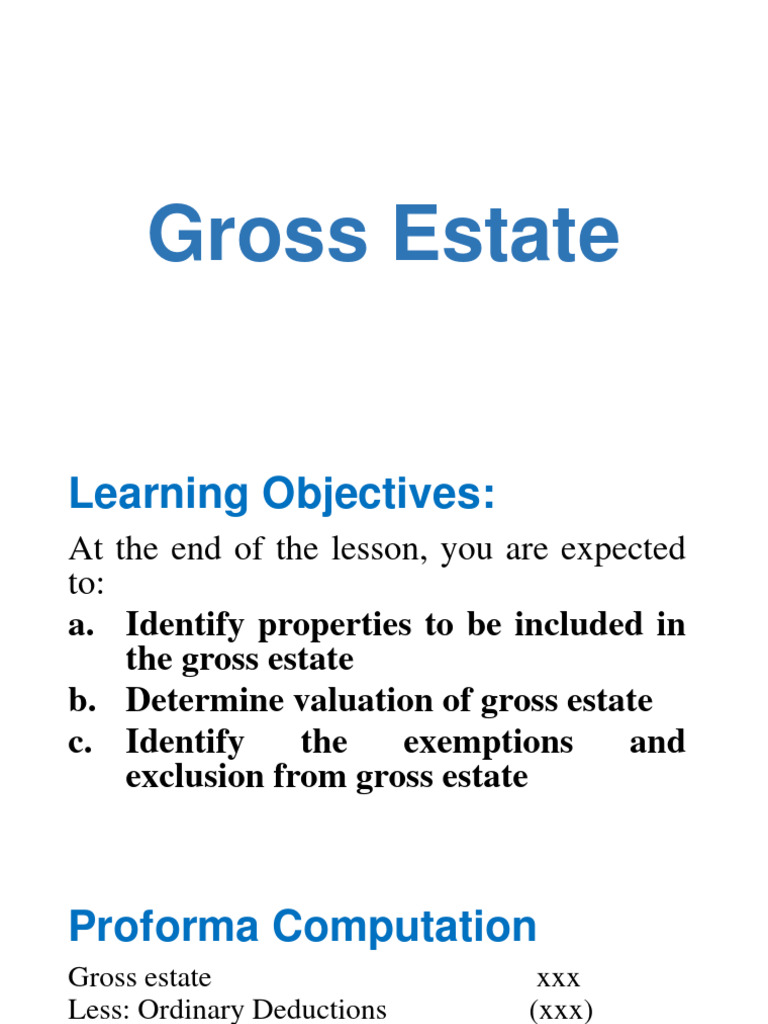 Gross Estate | Download Free PDF | Estate Tax In The United States ...