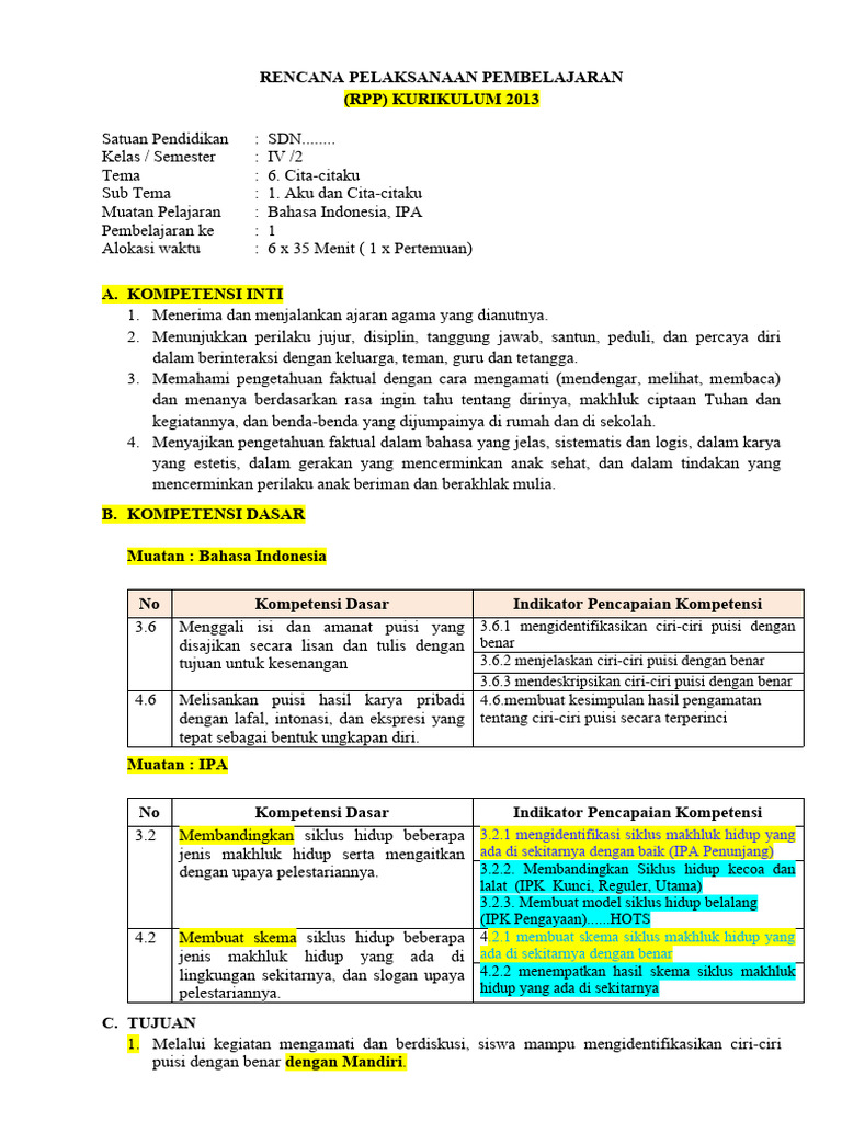 Contoh Format RPP | PDF