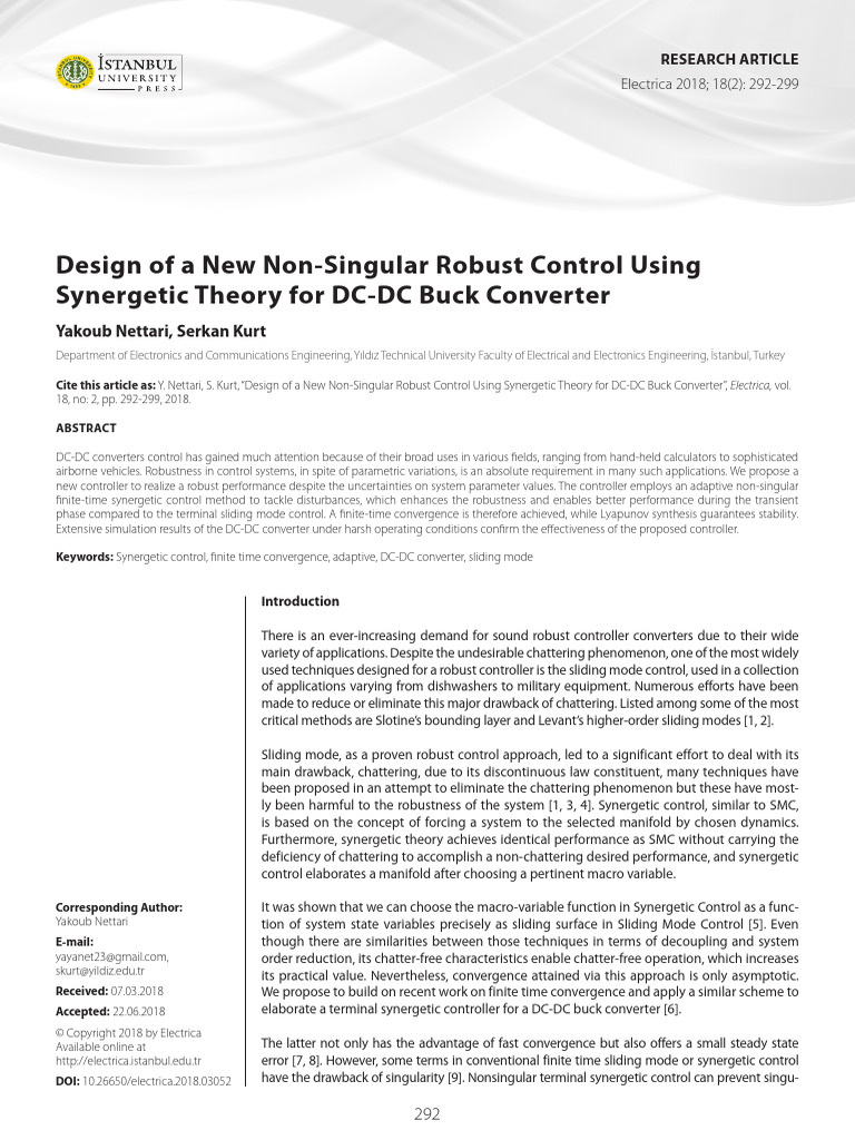 Design of A New Non-Singular Robust Control Using Synergetic Theory For ...
