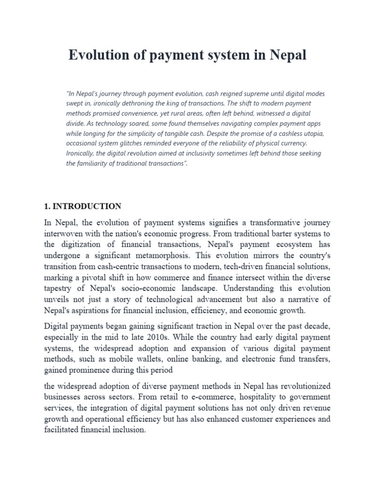 Evolution of payment system in Nepal | PDF | Payment System | Cash