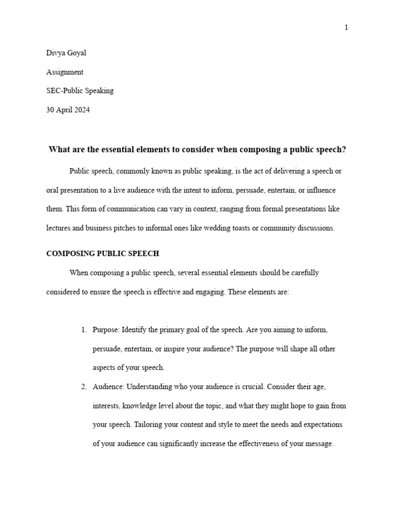 Essential Elements of Public Speaking | PDF | Public Speaking ...
