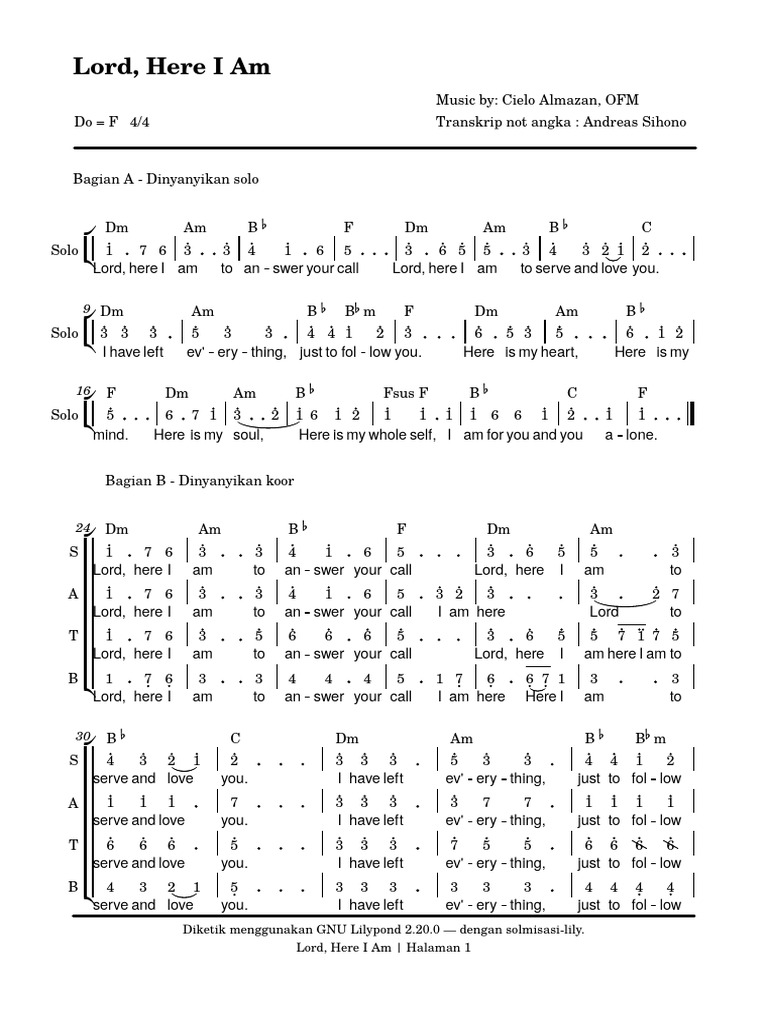 Lord Here I Am Not Angka | PDF