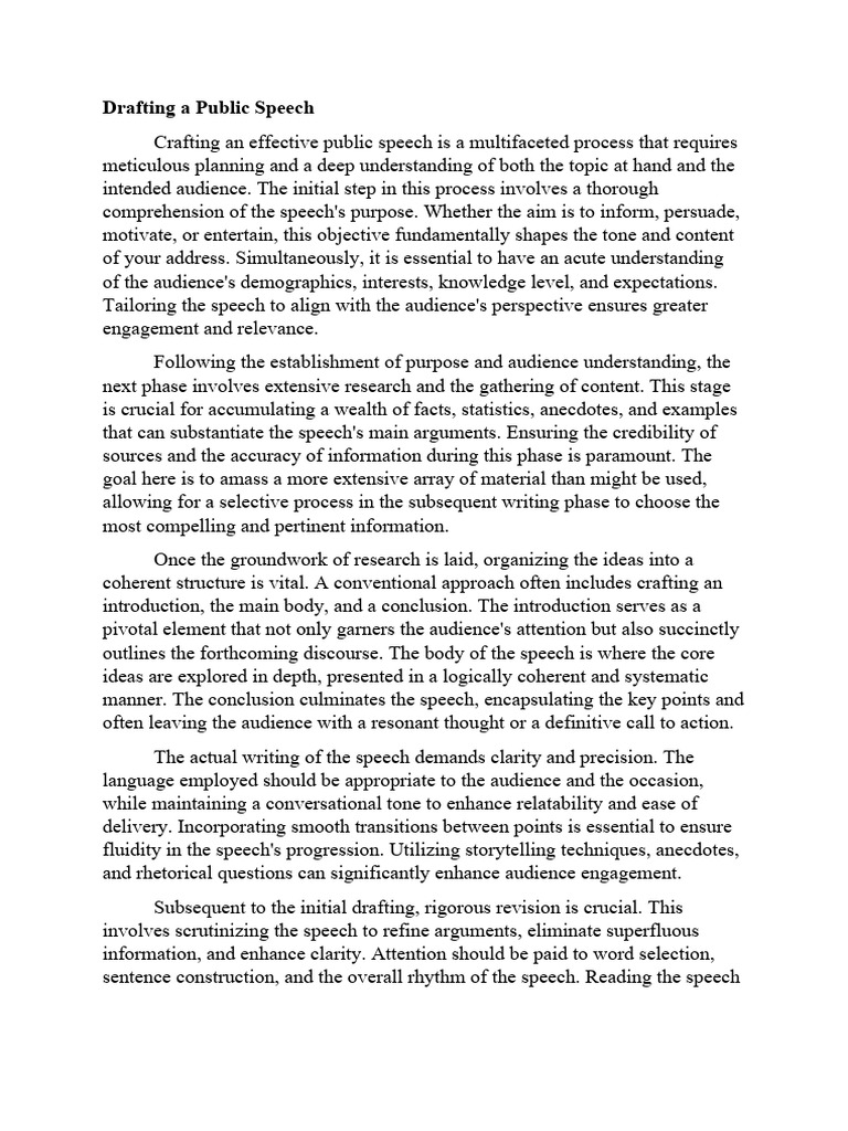 Drafting a Public Speech | PDF | Public Speaking | Information