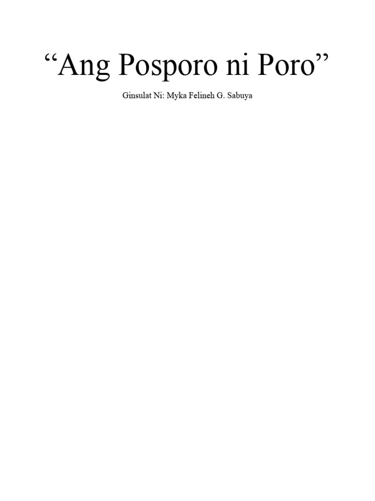 Ang-Posporo-ni-Poro-storybook | PDF