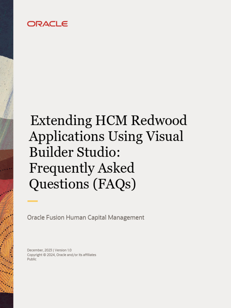 Extending HCM Redwood Applications Using Visual Builder Studio - FAQs ...