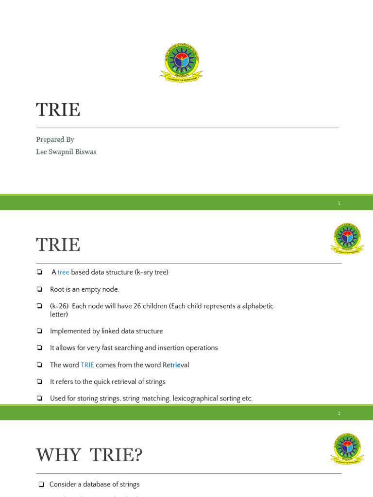 Week 2+3 TRIE (Student Copy) | PDF | Computer Data | Computer Programming