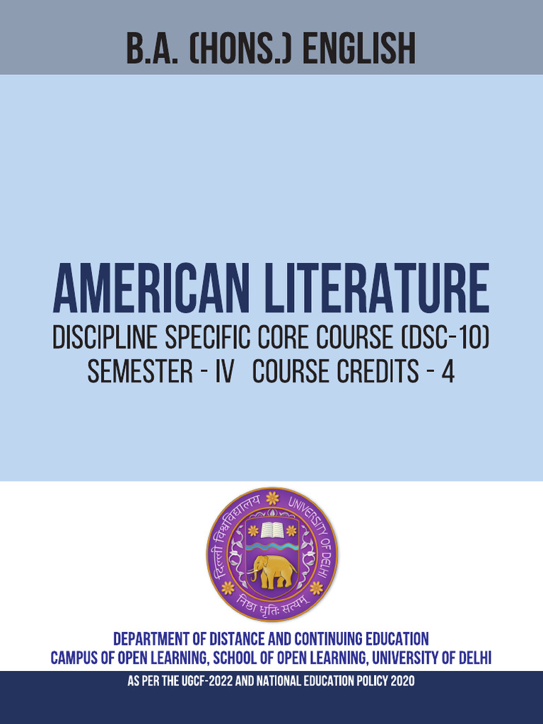 DU SOl Study Material American Literature | PDF | Slavery In The United ...