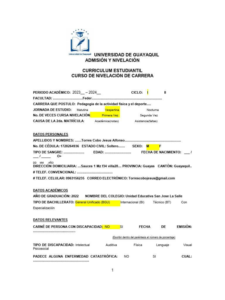 Curriculum Estudiantil UG 2023-2024 | PDF | Crecimiento personal y ...