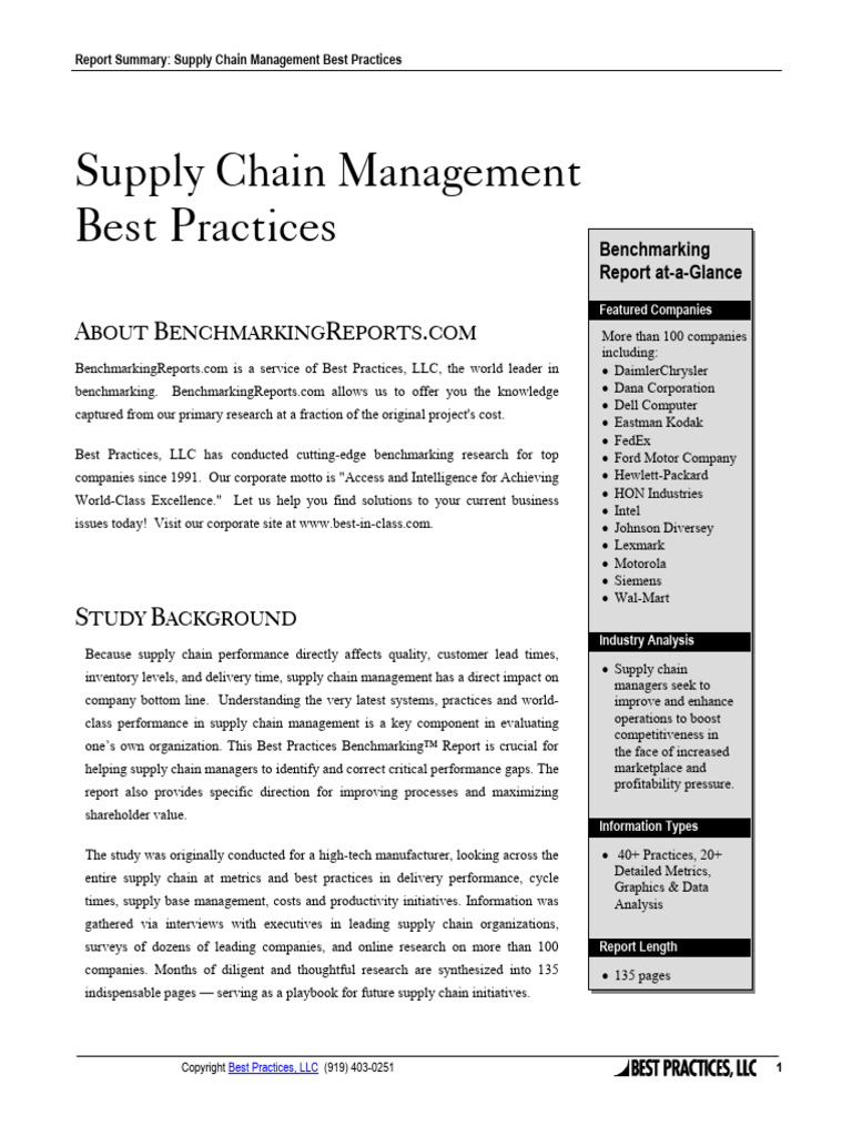 Supply Chain Best Practices | PDF | Supply Chain | Supply Chain Management