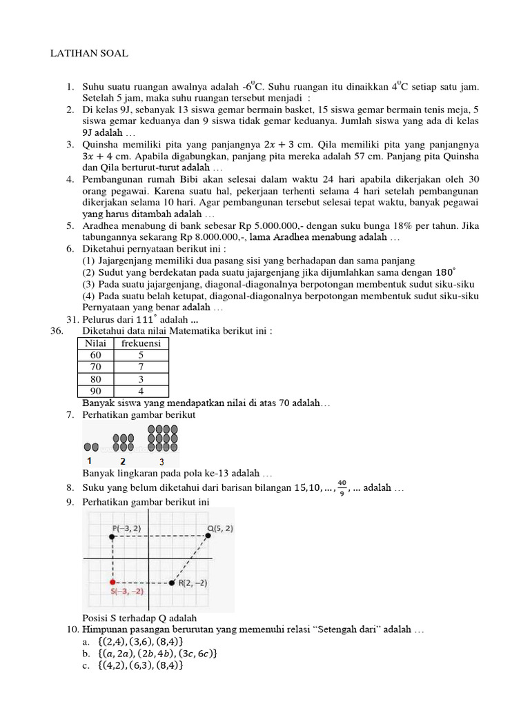 Latihan Soal PSAJ Matematika | PDF