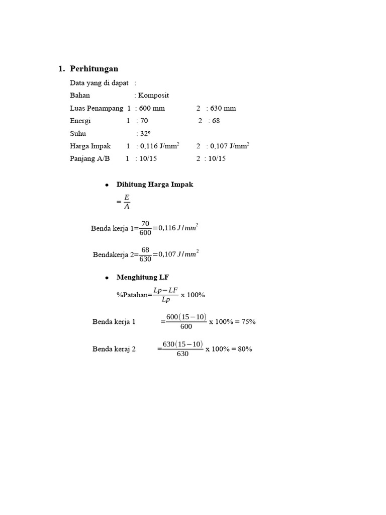 Perhitungan Uji Impak | PDF | Teknologi & Rekayasa