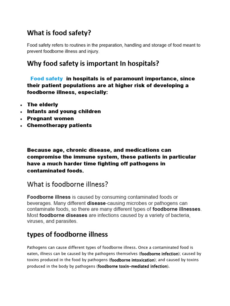 Food Safety in Hospitals | PDF | Foodborne Illness | Foods