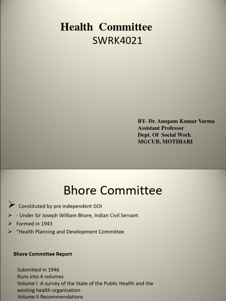 On Bhore Committe Report | PDF | Medicine | Health Care