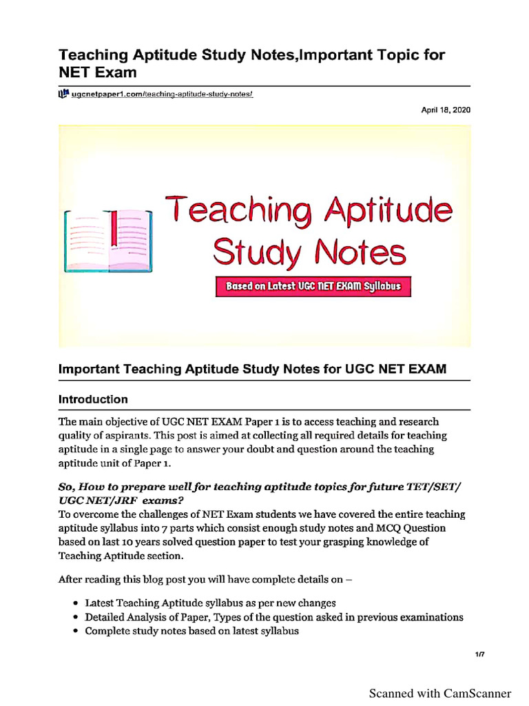 Teaching Aptitude Notes | PDF