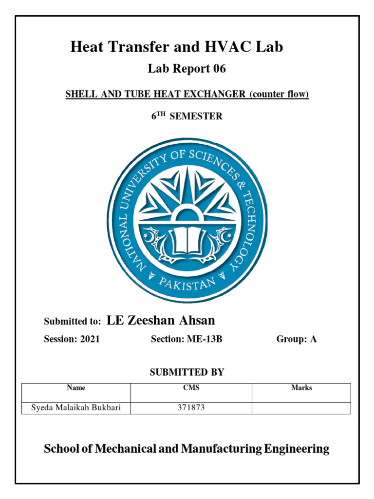 SyedaMalaikahBukhari371873 - Lab 6 - HVAC Lab - ME-13B - A | PDF | Heat ...