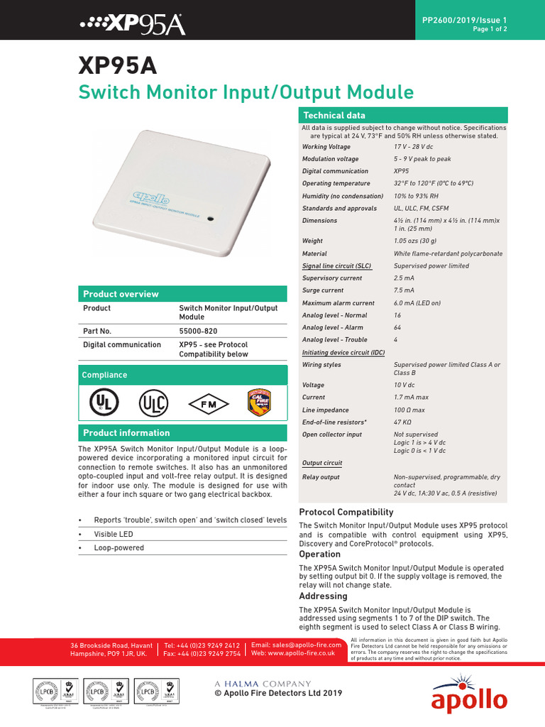 PP2600 XP95A Switch Monitor Input - Output Module | PDF | Electronic Circuits | Electrical Circuits