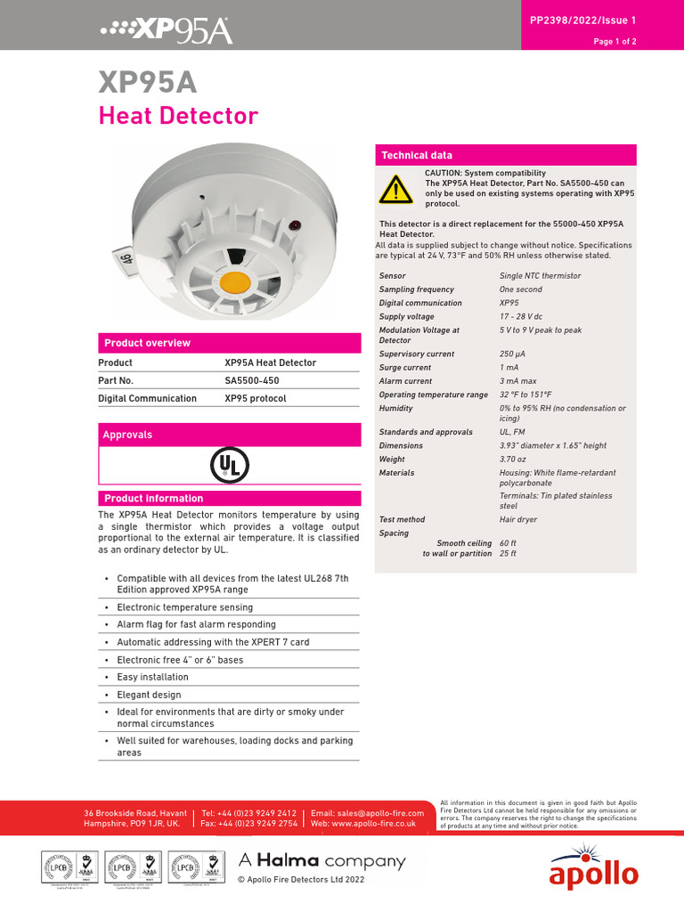 PP2698 - XP95A Heat Detector - Issue 1 | PDF | Sensor | Electrical ...