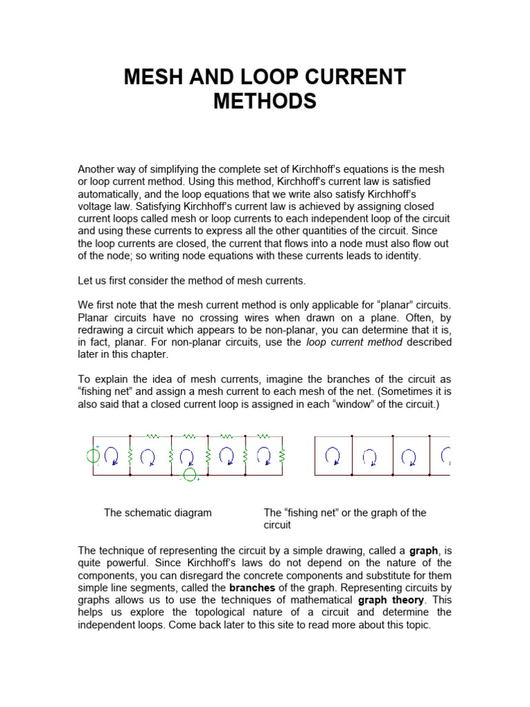 Mesh and Loop Current Methods | PDF | Electrical Network | Electromagnetism