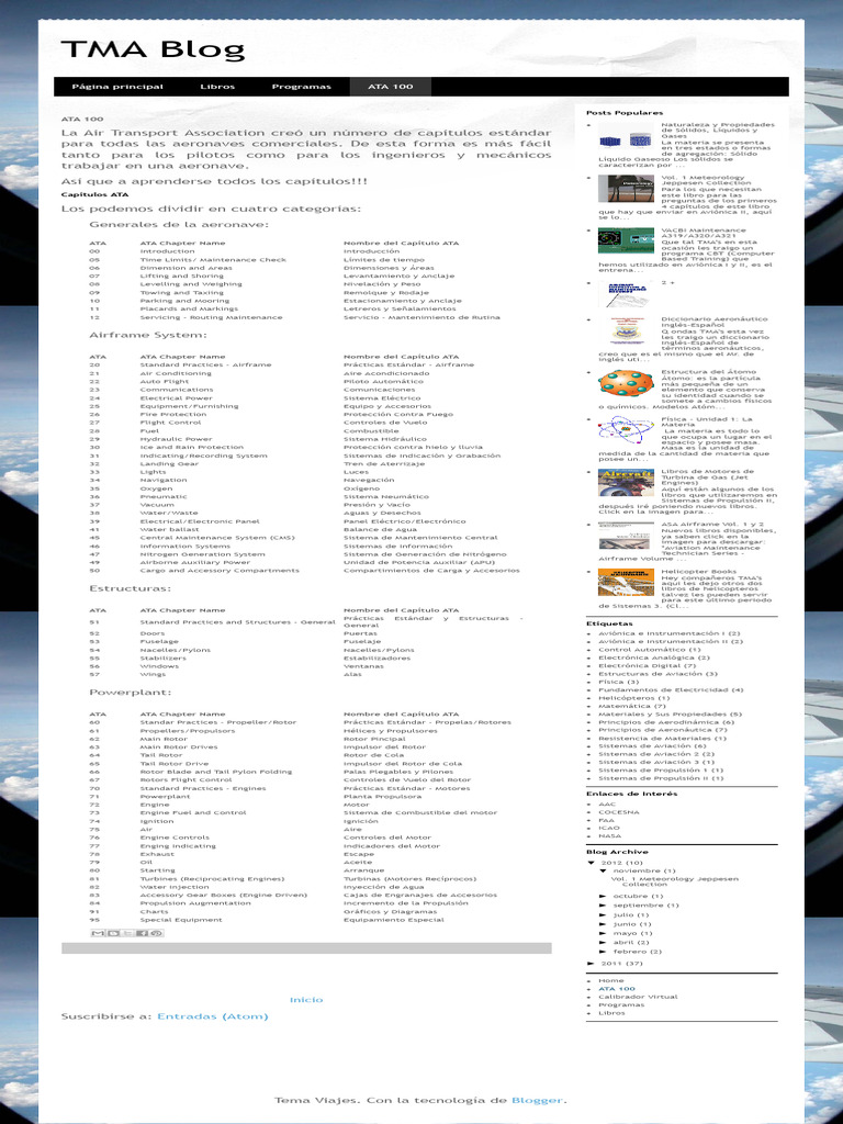 Guía Completa de Capítulos ATA 100 | PDF | Aviación | Aeronave