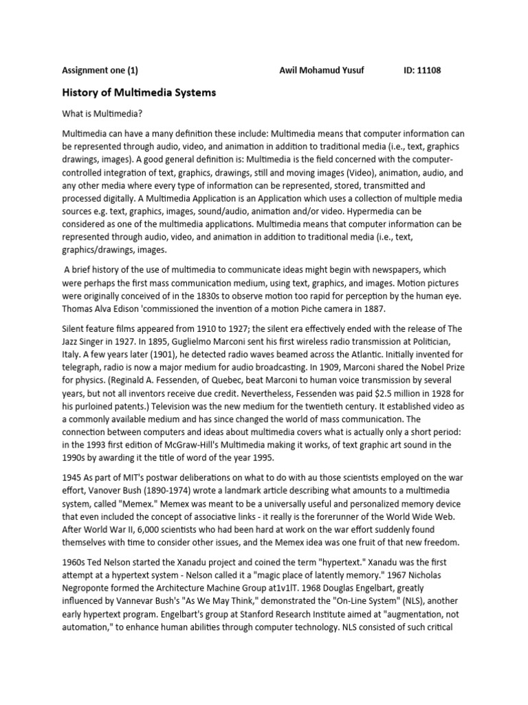 History of Multimedia Systems | Download Free PDF | Data Compression ...