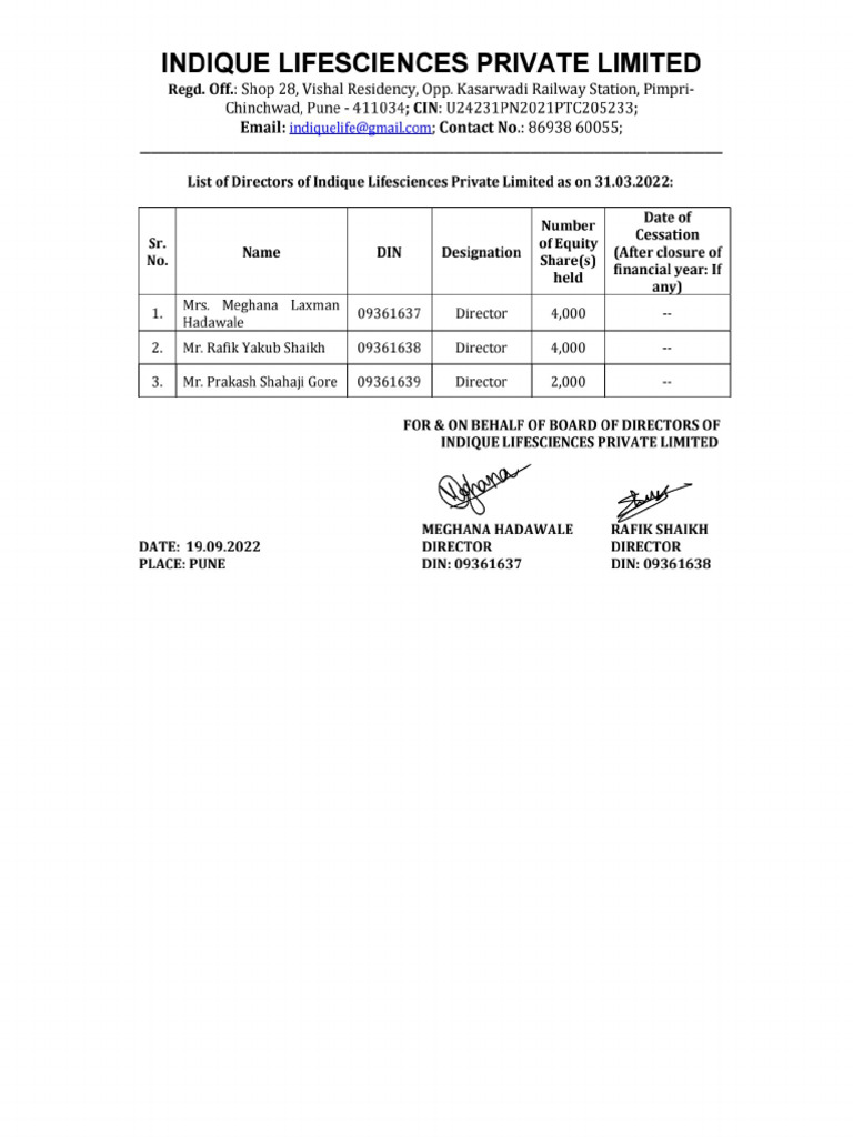 4 List of Directors | PDF