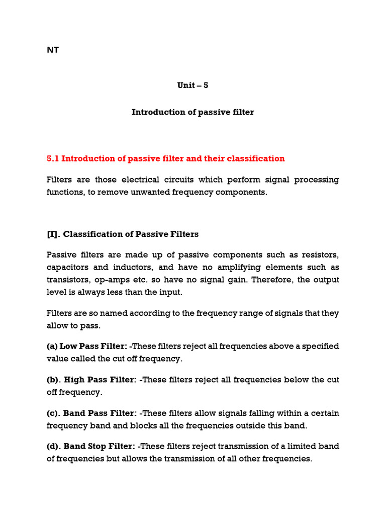 passive filter | PDF | Low Pass Filter | Electronic Filter