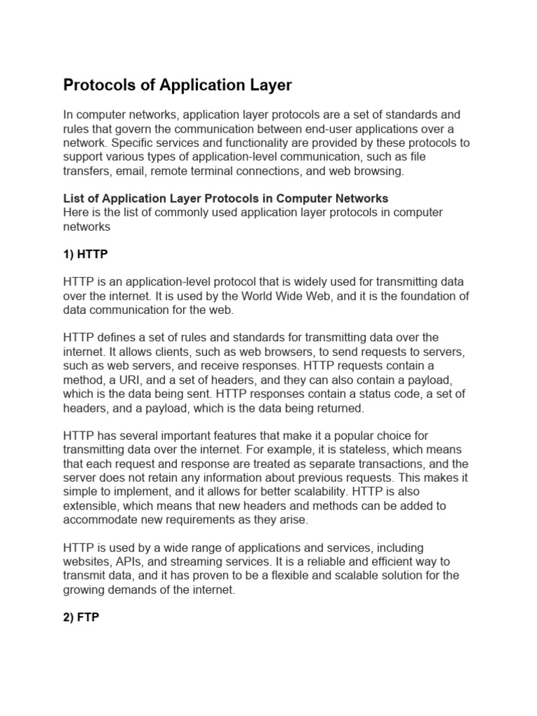 Protocols of Application Layer | PDF | File Transfer Protocol | Ip Address