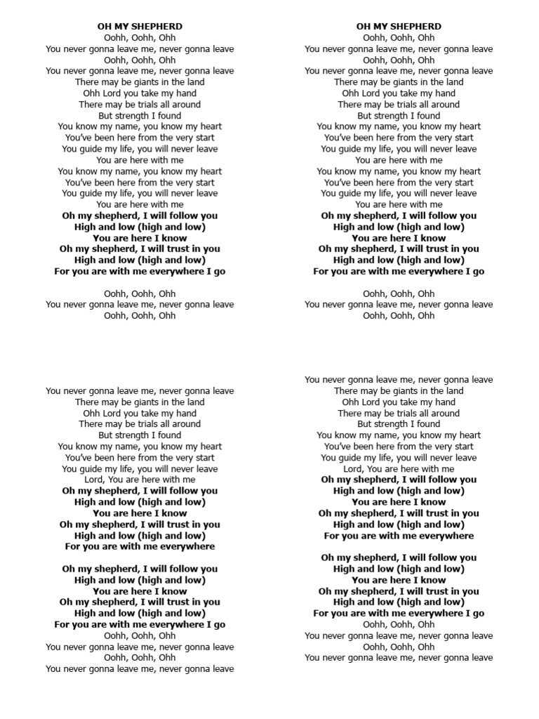 Oh My Shepherd Song Lyrics | PDF
