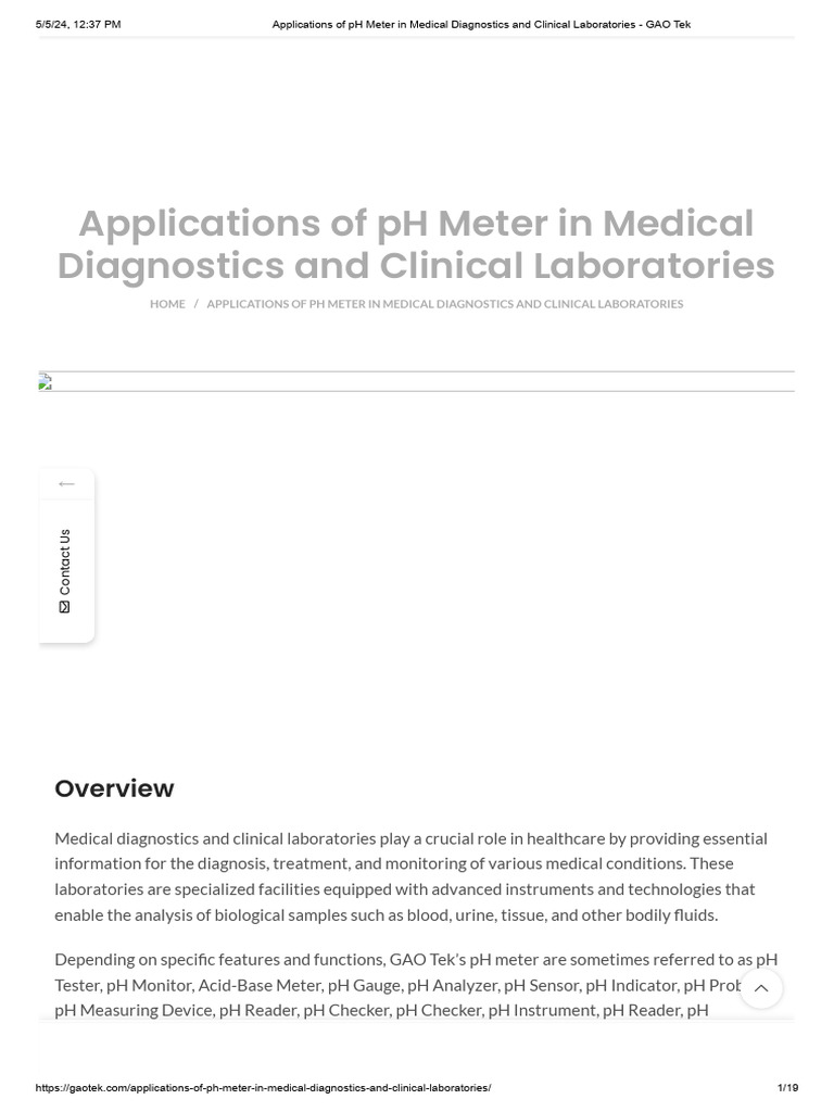 Applications of PH Meter in Medical Diagnostics and Clinical ...