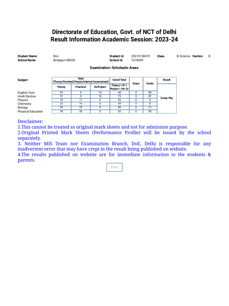 Edustud - Nic.in Result FrmPubliclevelResult 23 24.aspx | PDF