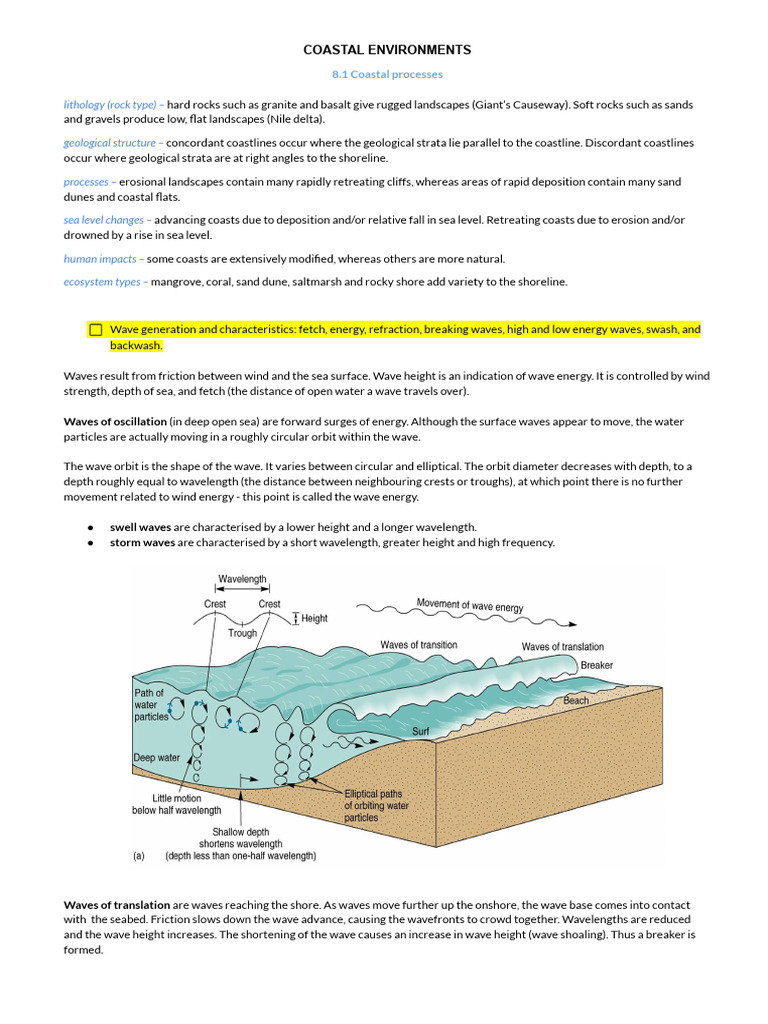 Coastal Environments Revision Notes | PDF | Coral Reef | Beach