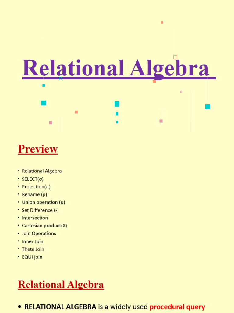 Lecture 3 Relational Algebra Full Pdf Relational Model Mathematical Logic