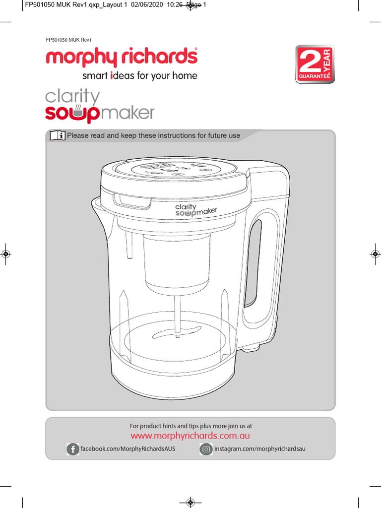 Morphy Richards Clarity Soup Maker | PDF | Home Appliance | Soup