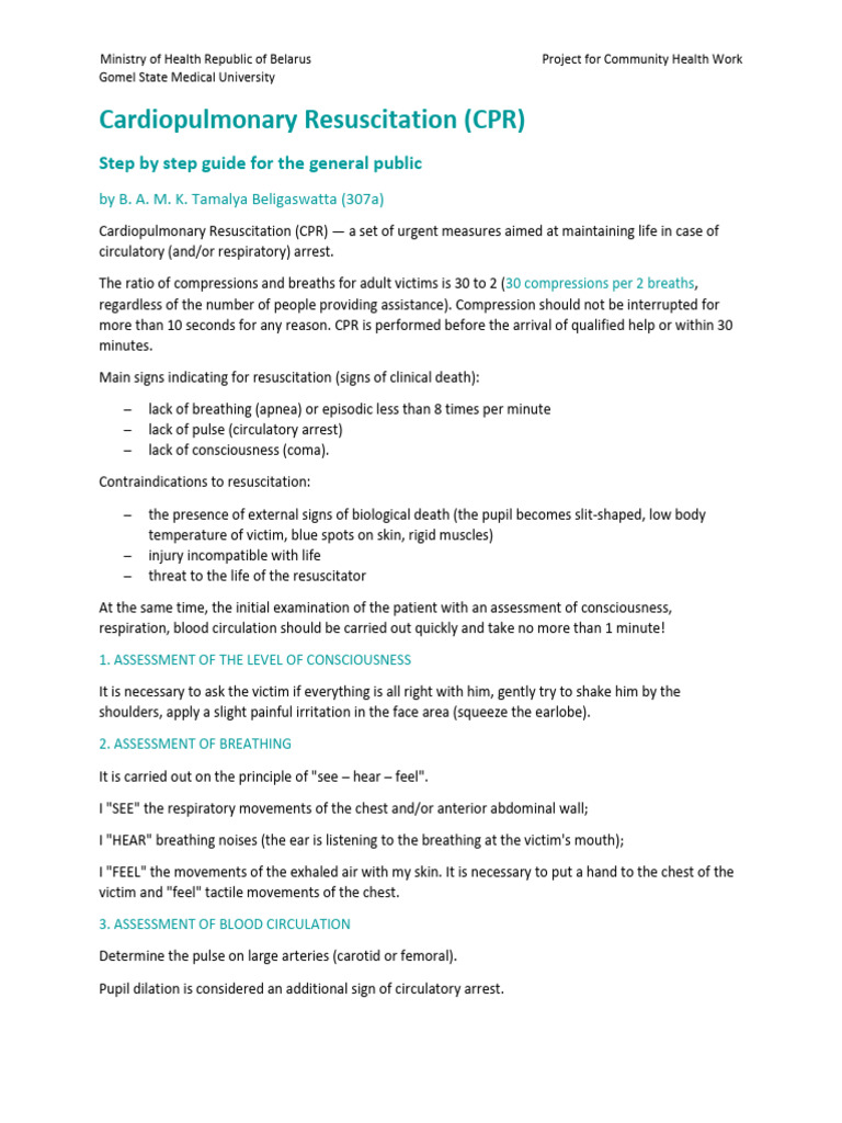 Cardiopulmonary Resuscitation | PDF | Cardiopulmonary Resuscitation | Breathing