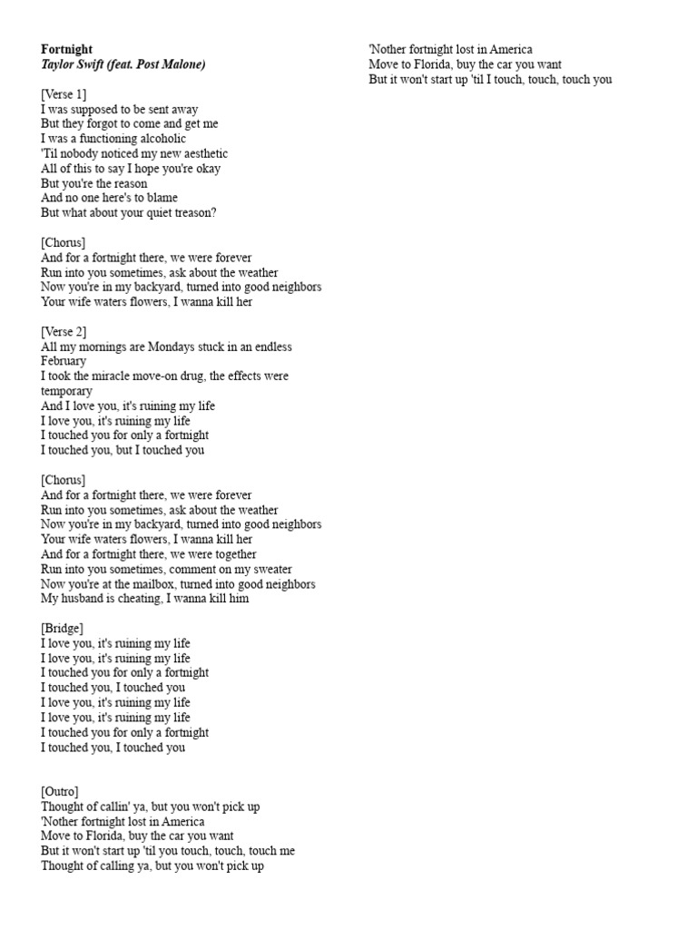 TTPD Manuscript | PDF | Song Structure