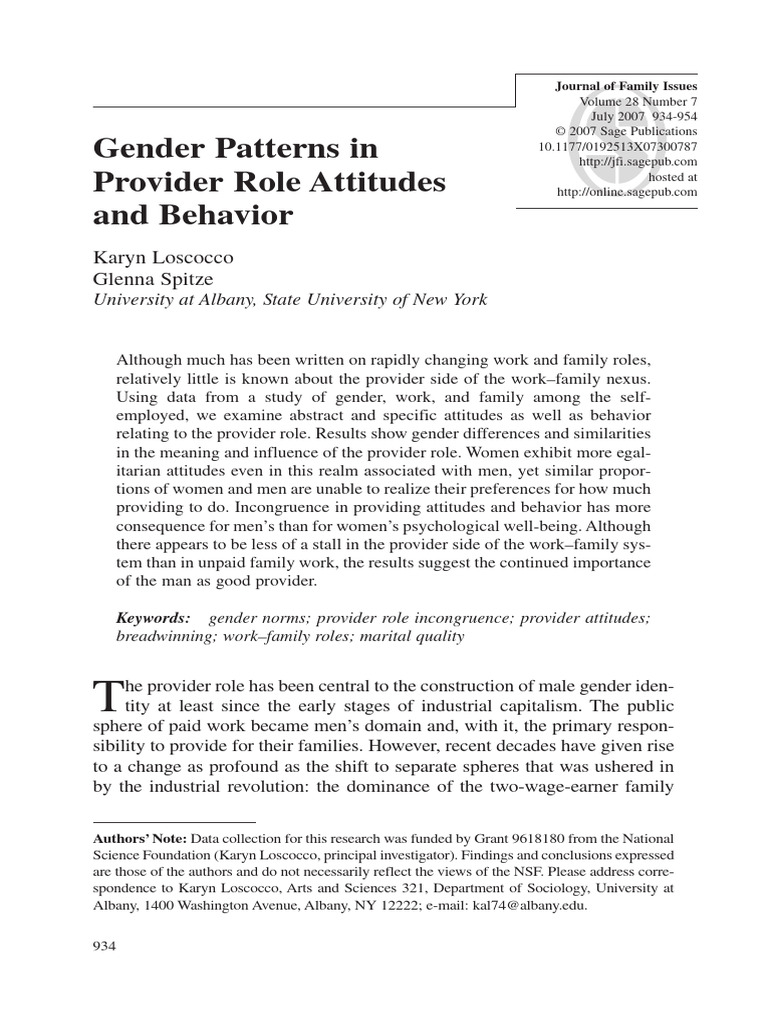 Loscocco Spitze Gender Patterns | PDF | Attitude (Psychology) | Survey Methodology