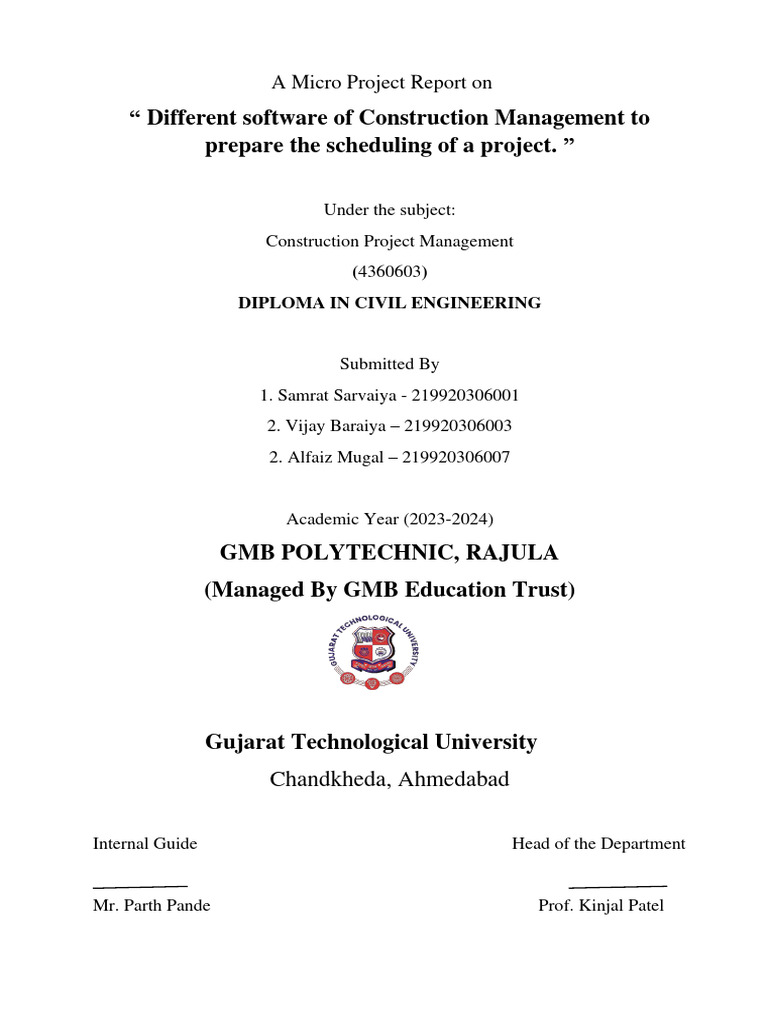 CMP MicroProject Report 2024 | PDF | Scheduling (Production Processes) | Risk Management