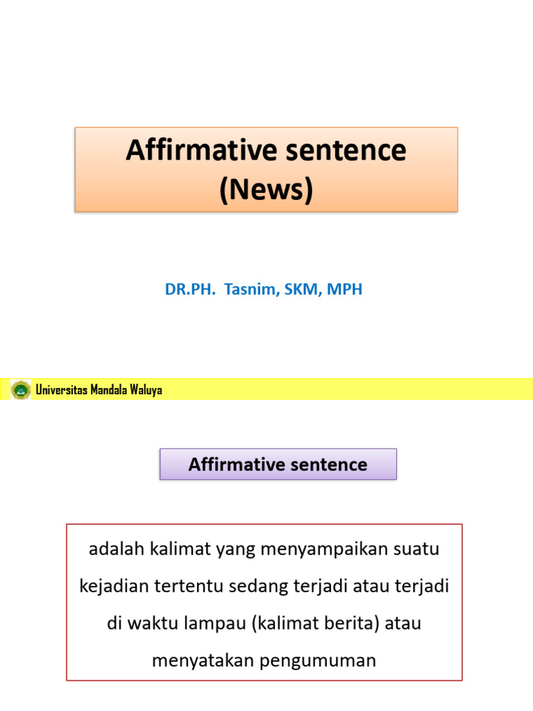 Affirmative Sentence | PDF