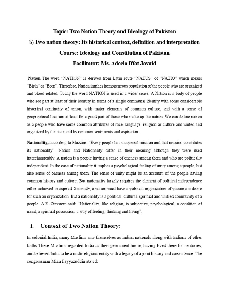 Two Nation Theory | PDF | Two Nation Theory