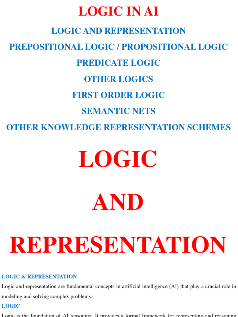 6) Logic in AI Ok | Download Free PDF | Knowledge Representation And Reasoning | First Order Logic