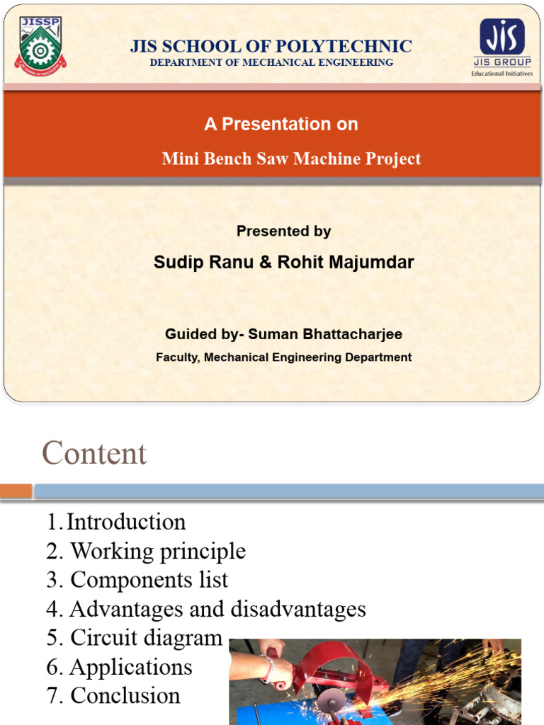 Mini Banch Saw Machine-Ppt (Final) 2 | PDF | Electric Motor | Direct ...