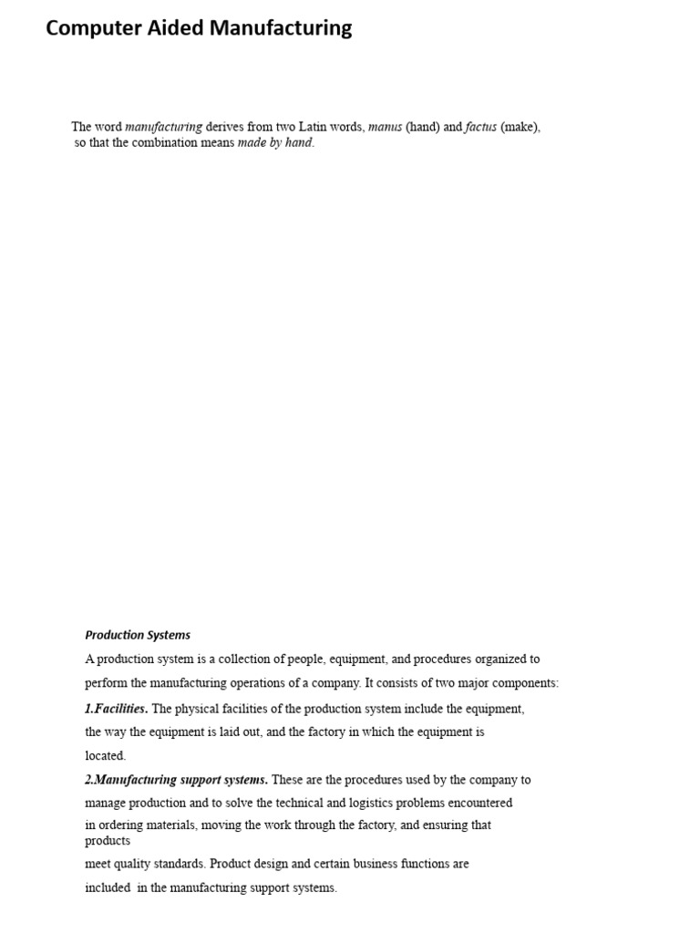 Computer Aided Manufacturing Notes-I | PDF | Numerical Control ...