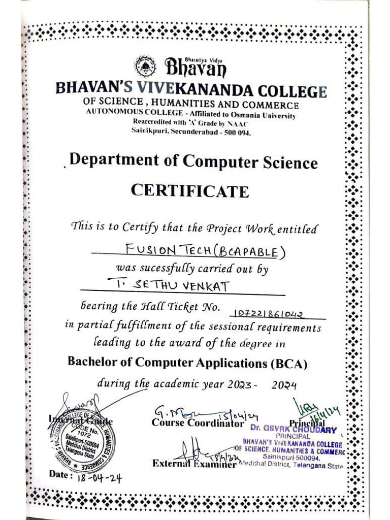 042 Sethu Certificate | PDF
